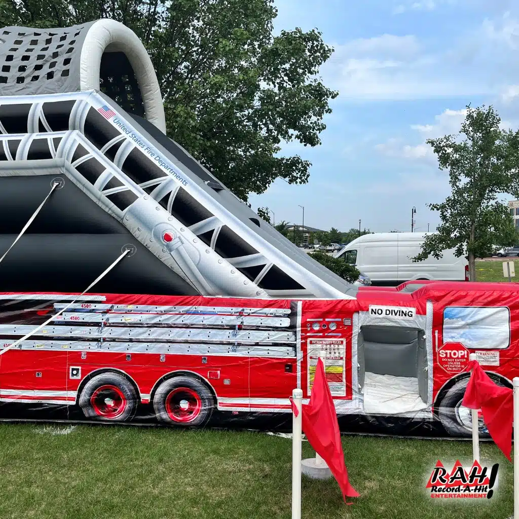 14 Foot Giant Inflatable Firetruck Slide | Record-A-Hit Entertainment